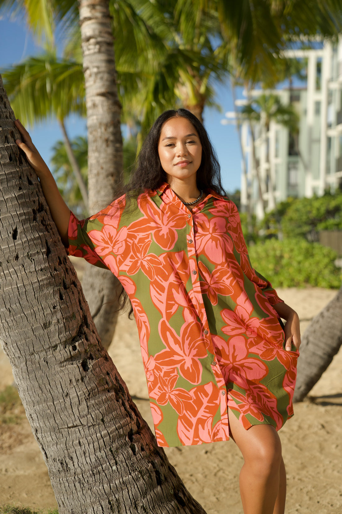 Aloha Button Down Dress Linen | Pua Melia Berry Pink – LexBreezy Hawaii
